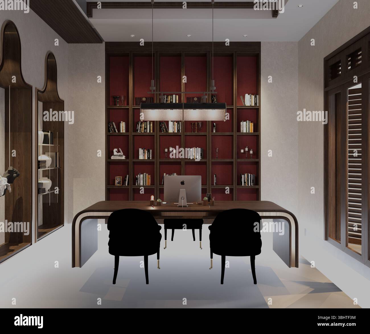 3d render study working room Stock Photo - Alamy