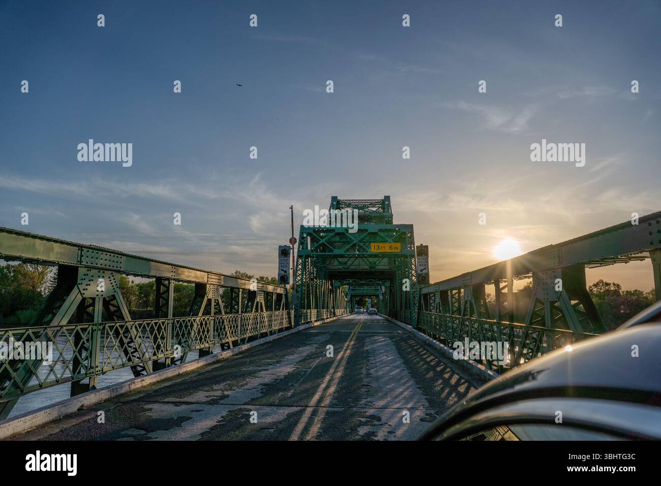A unique perspective from inside a vehicle crossing the historic ...