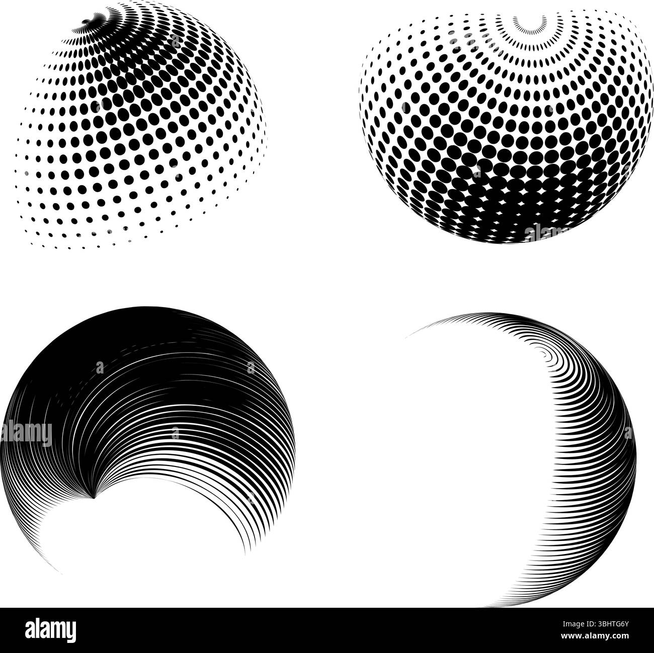 Contemporary set of halftone rounded 3d figures Stock Vector Image ...