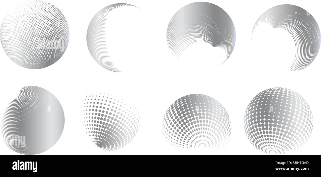 Contemporary set of halftone rounded 3d figures Stock Vector Image ...