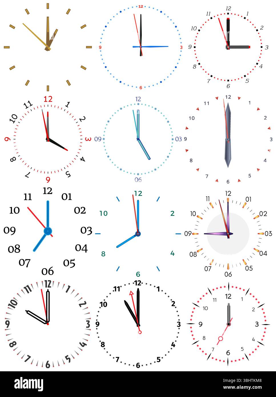 A set of different mechanical clocks with an image of each of the ...