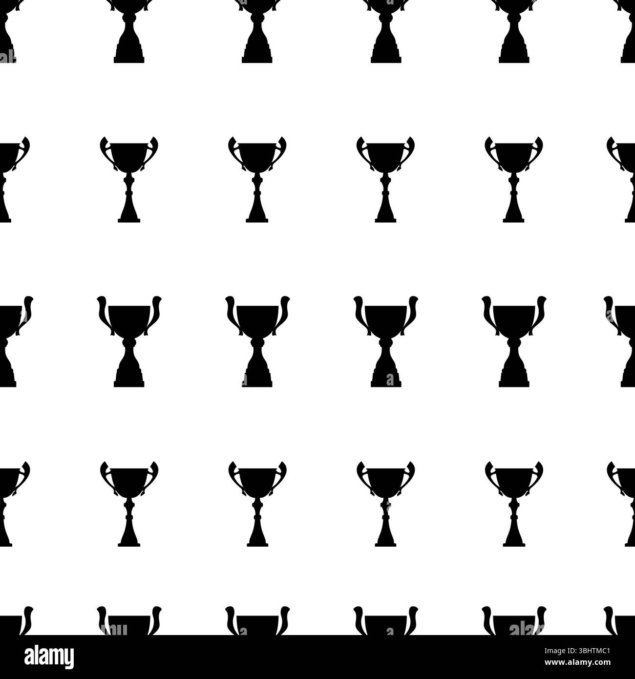 Winner trophy cup seamless pattern. Black simple silhouette texture ...