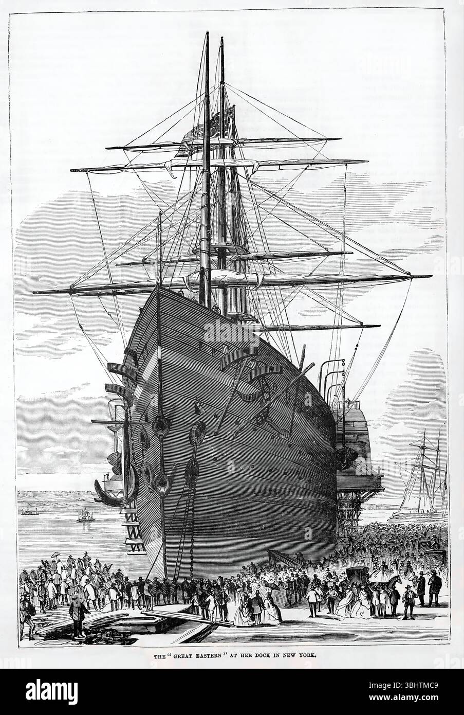 The SS Great Eastern steamship at her dock in New York. 19th century ...