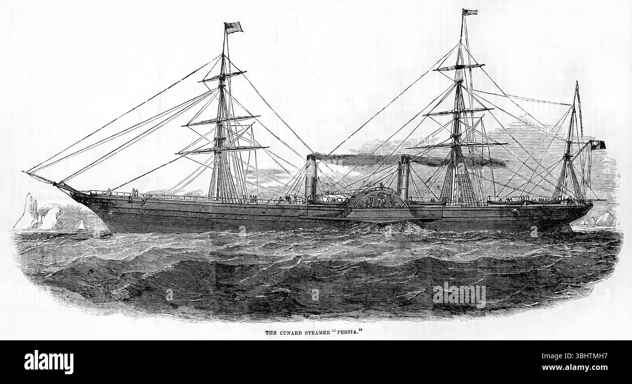 The Cunard steamer RMS Persia. 19th century illustration from Frank ...