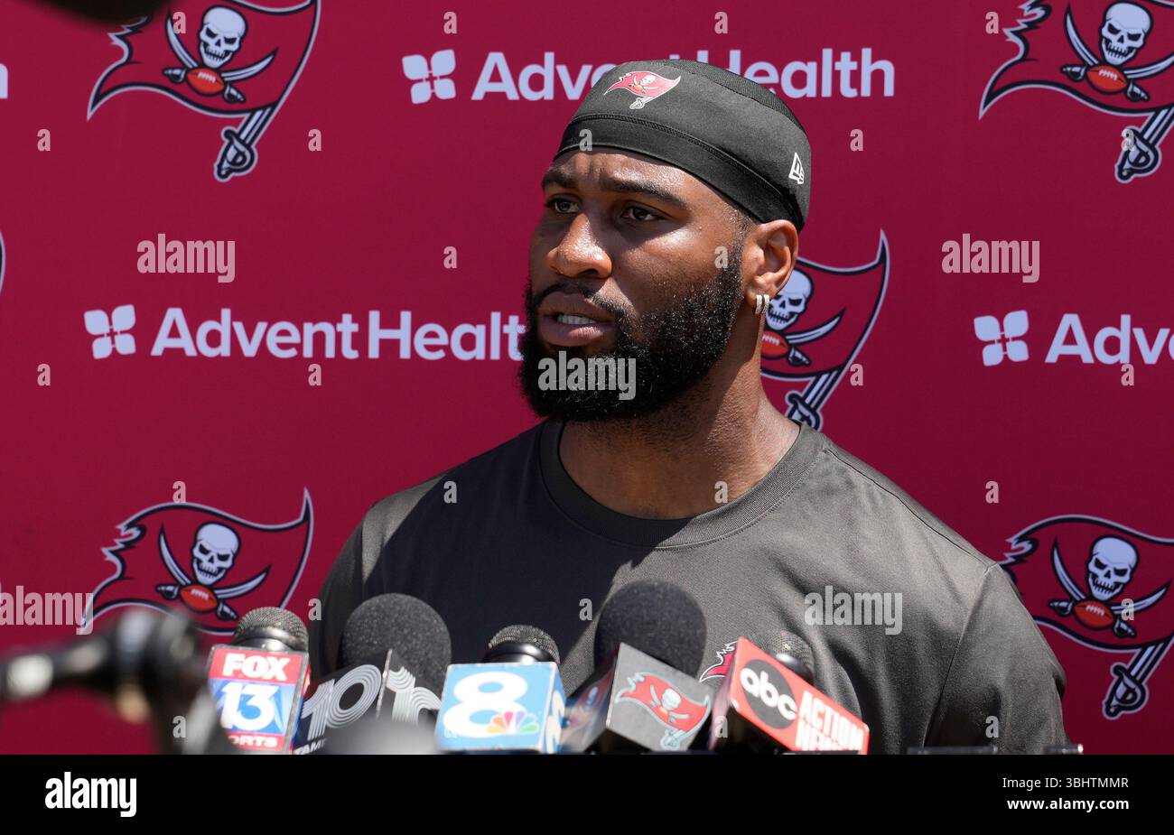 Tampa Bay Buccaneers linebacker Haason Reddick after practice at an NFL ...