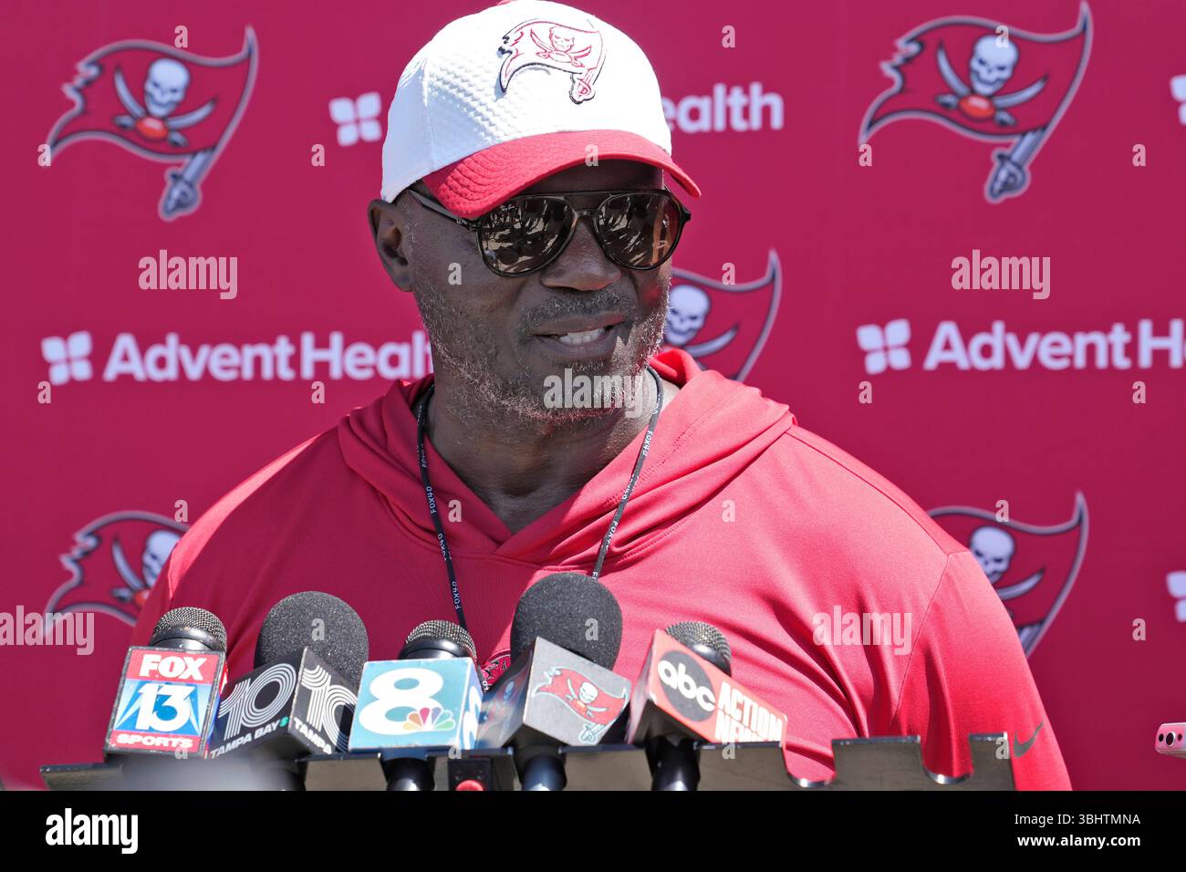 Tampa Bay Buccaneers head coach Todd Bowles after practice at an NFL ...