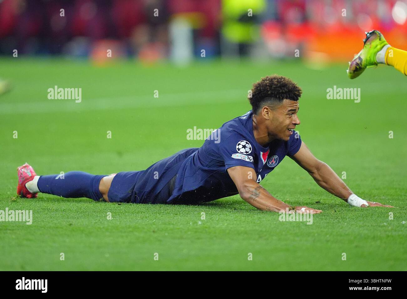 PSG's Desire Doue celebrates after scoring 0-3 during the Uefa ...