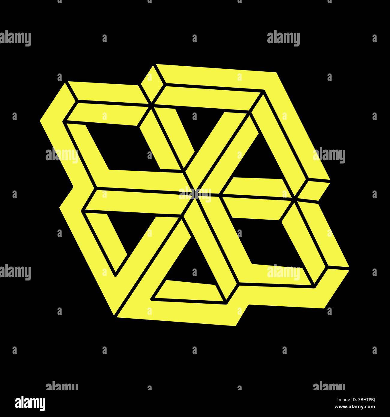 Impossible optical illusion shapes. Escher paradox. Optical art objects. Impossible figures ...