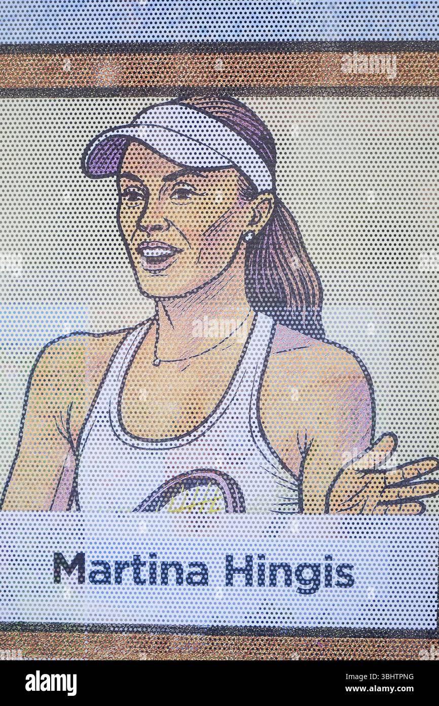 A poster of Swiss tennis player Martina Hingis Stock Photo - Alamy