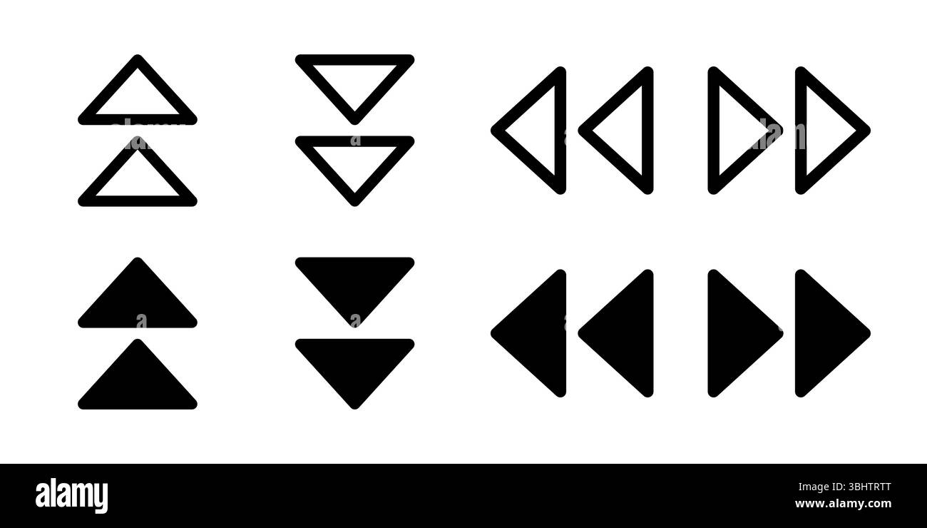 Double Arrow Icon Set. A black glyph and outline icon of double arrows ...