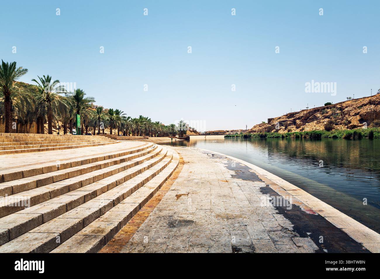 Wadi Namar Dam in Riyadh, Saudi Arabia, offers a picturesque daytime ...