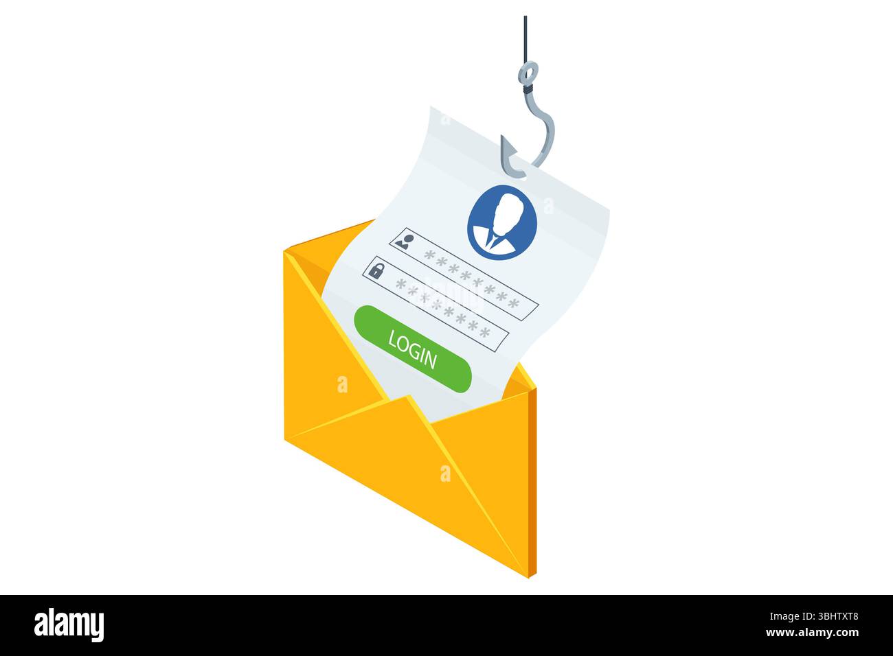 Isometric vector of a hooked login form pulled from an open yellow ...