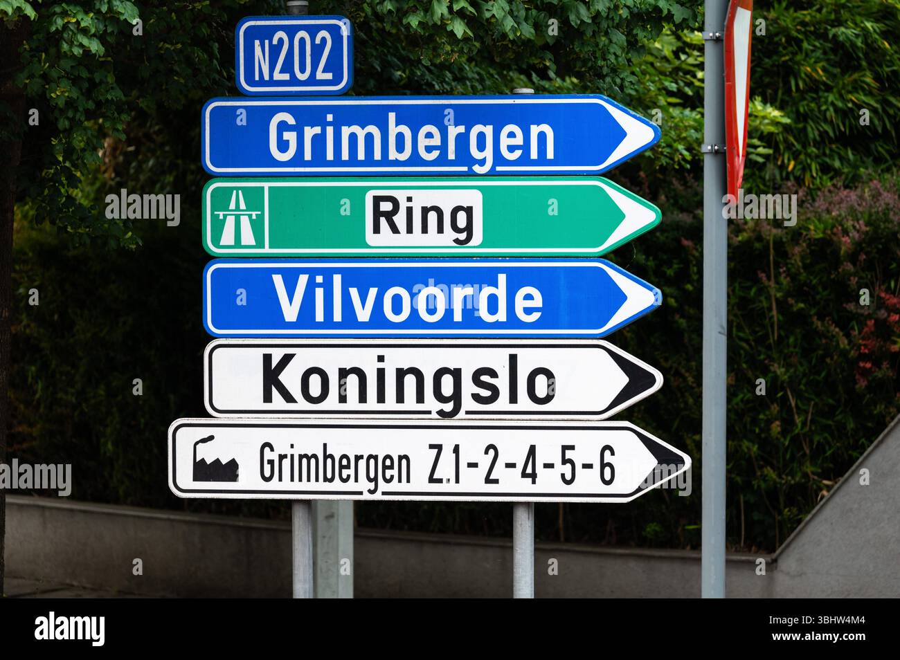 Road signs to the N 202 national road and Ring Road highway in ...