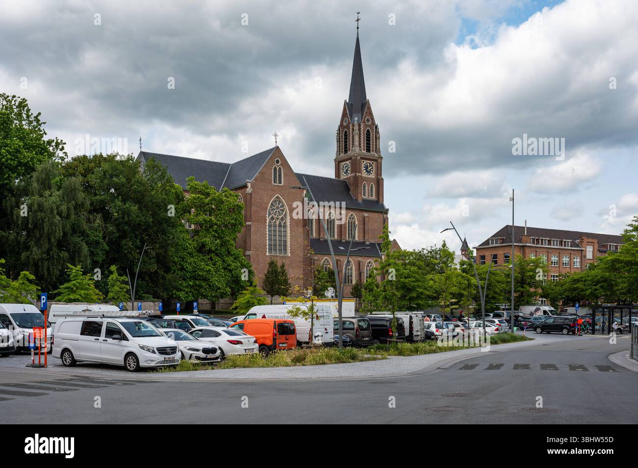 Church at the village center of Strombeek Bever, Flemish Brabant ...
