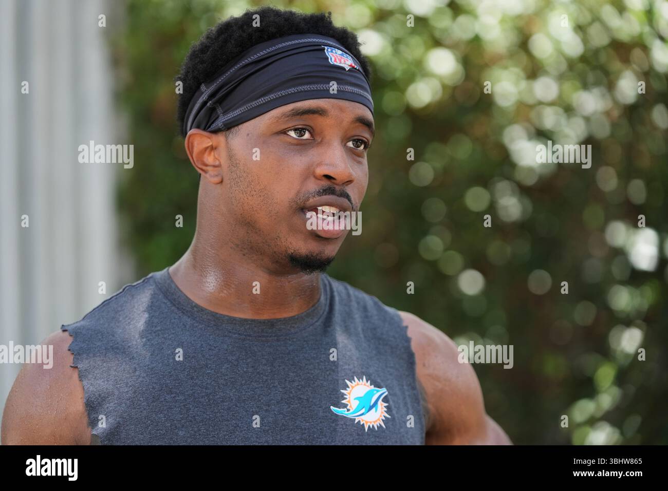 Miami Dolphins cornerback Storm Duck speaks with the news media during ...