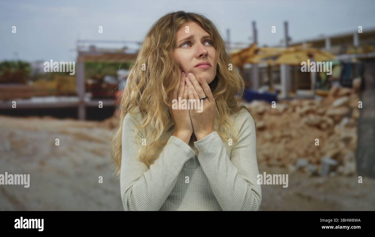 Woman holds jaw wincing expression hi-res stock photography and images ...