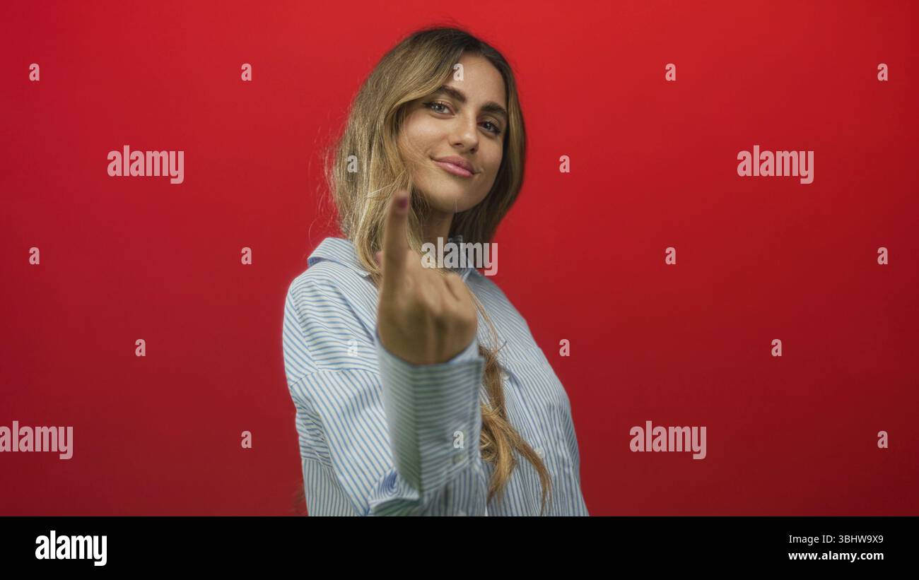 Woman beckons index finger hi-res stock photography and images - Alamy