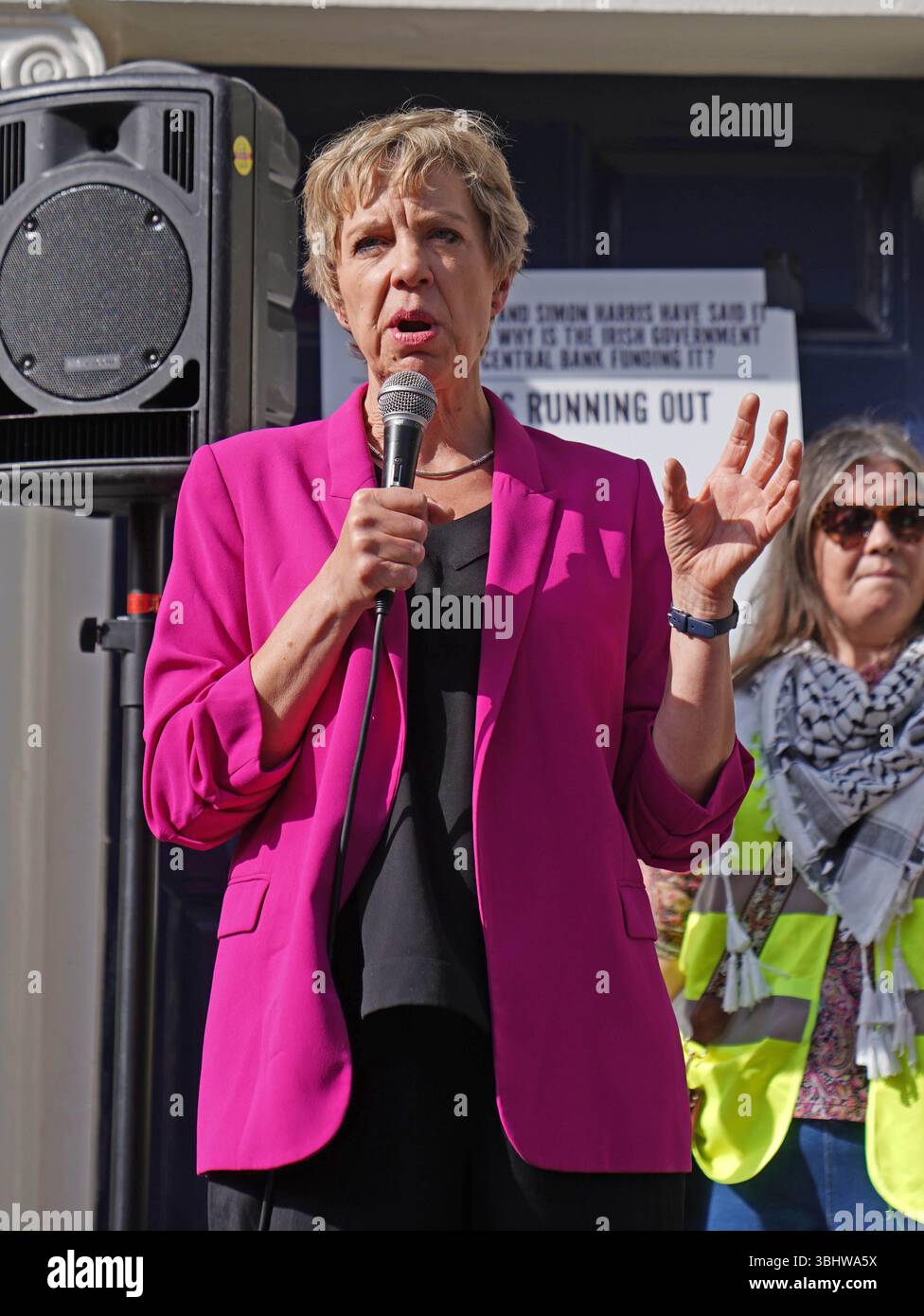 Labour leader Ivana Bacik speaking during a pro Palestine demonstration ...