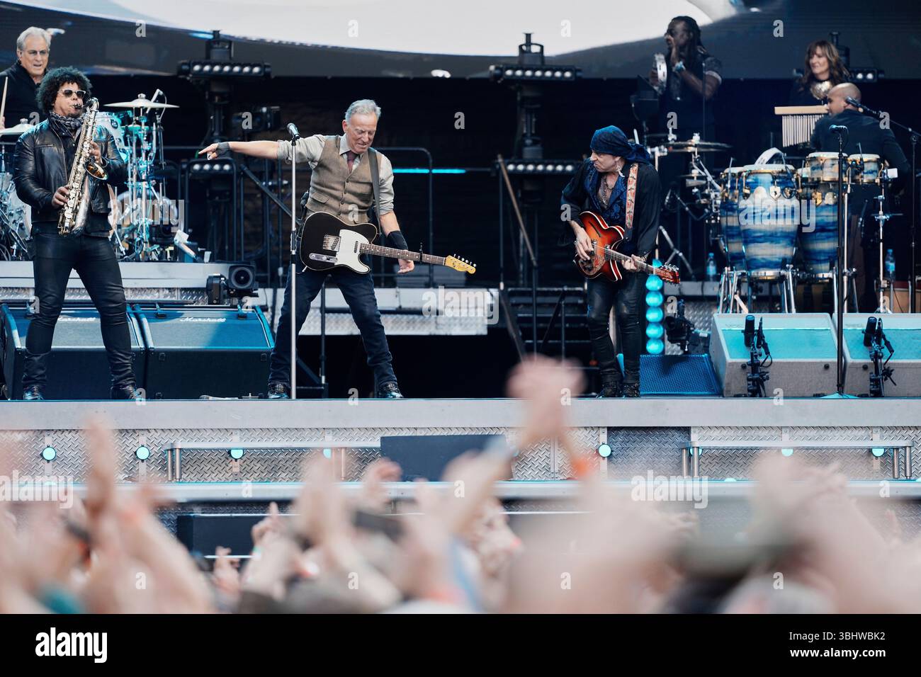 Bruce Springsteen, center, performs with the E Street Band at the ...