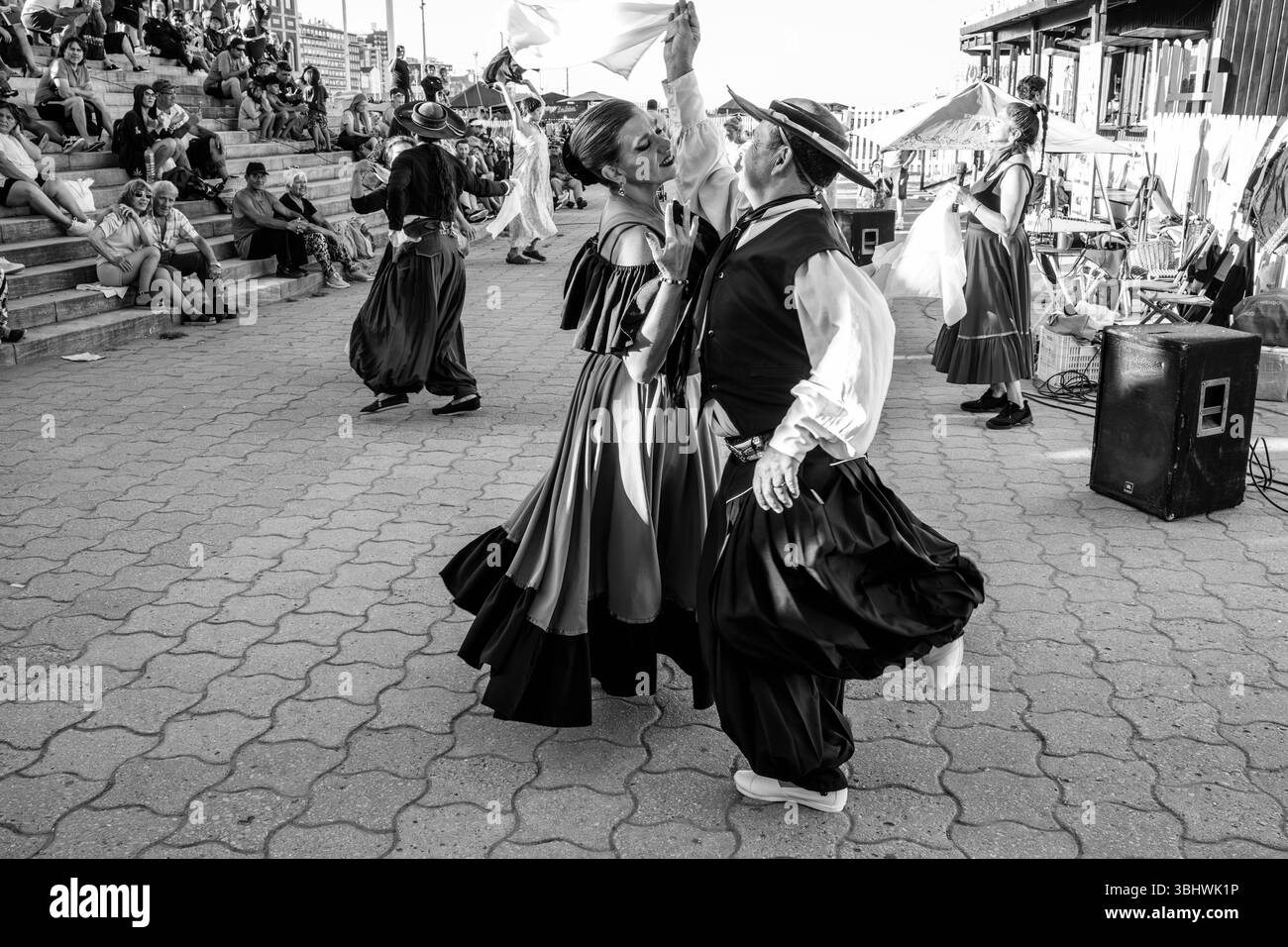 Traditional Gaucho Dancers Performing On The Promenade, Mar Del Plata ...