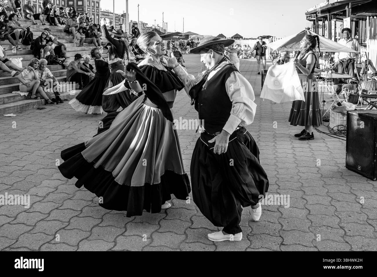 Traditional Gaucho Dancers Performing On The Promenade, Mar Del Plata ...