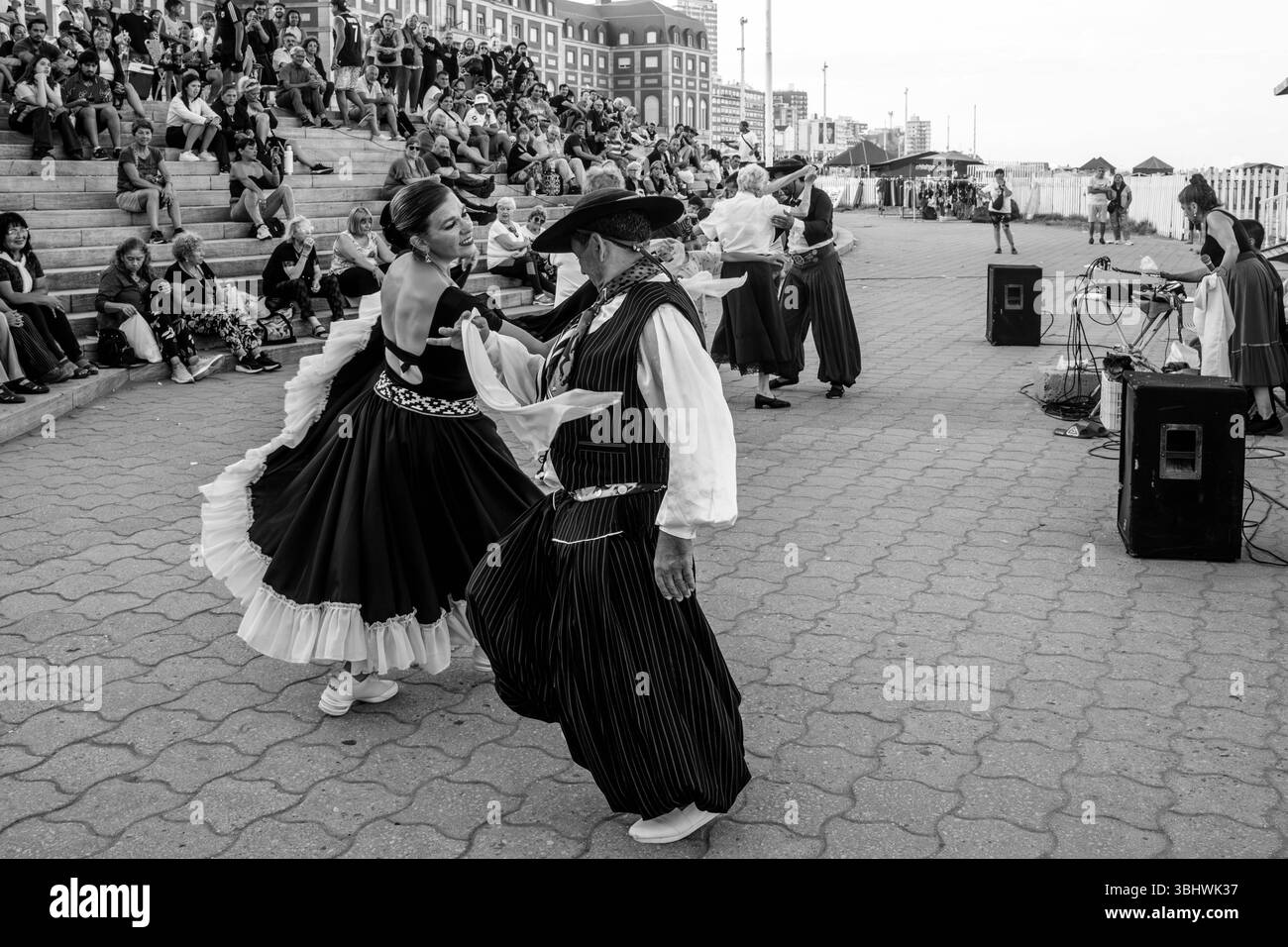 Traditional Gaucho Dancers Performing On The Promenade, Mar Del Plata ...