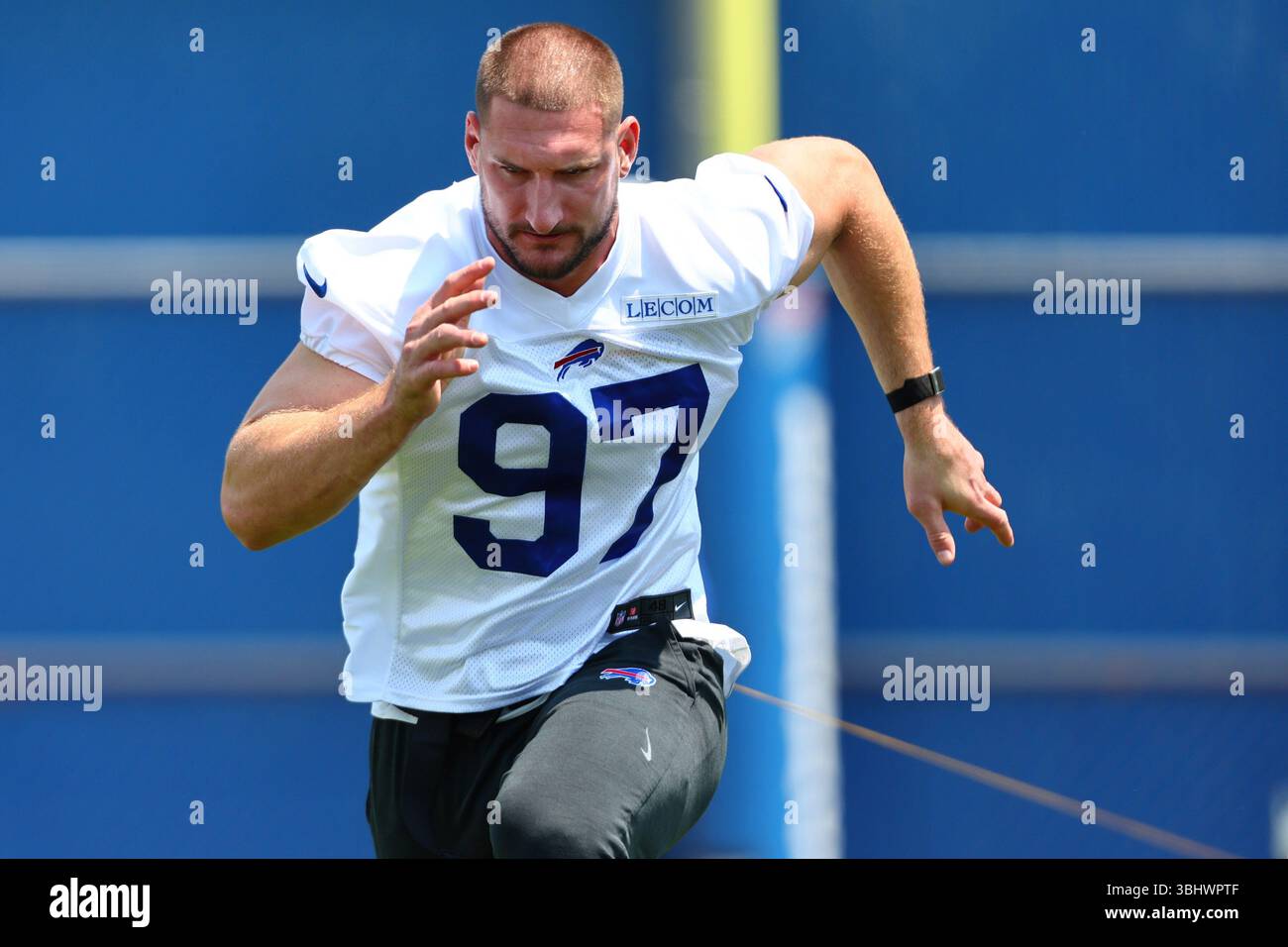 Buffalo Bills edge rusher Joey Bosa (97) works out during practice at ...