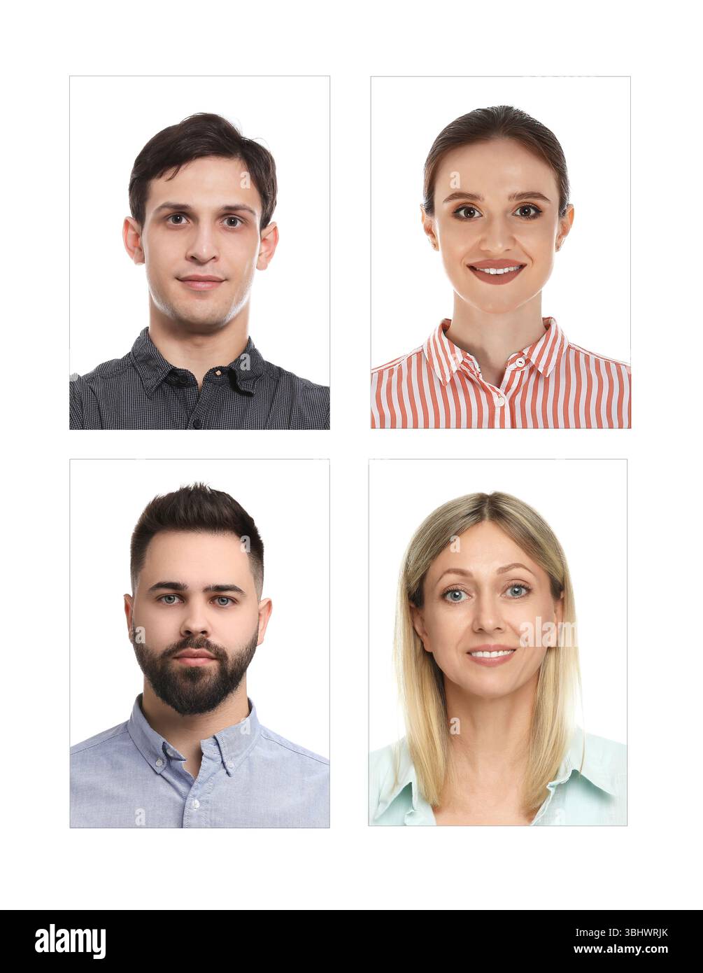 Photos of different people for passport or other identification ...