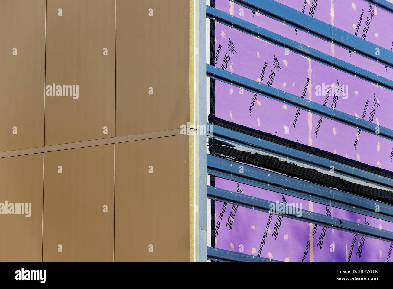 Weather defence backing boards and aluminium cladding panels installed ...