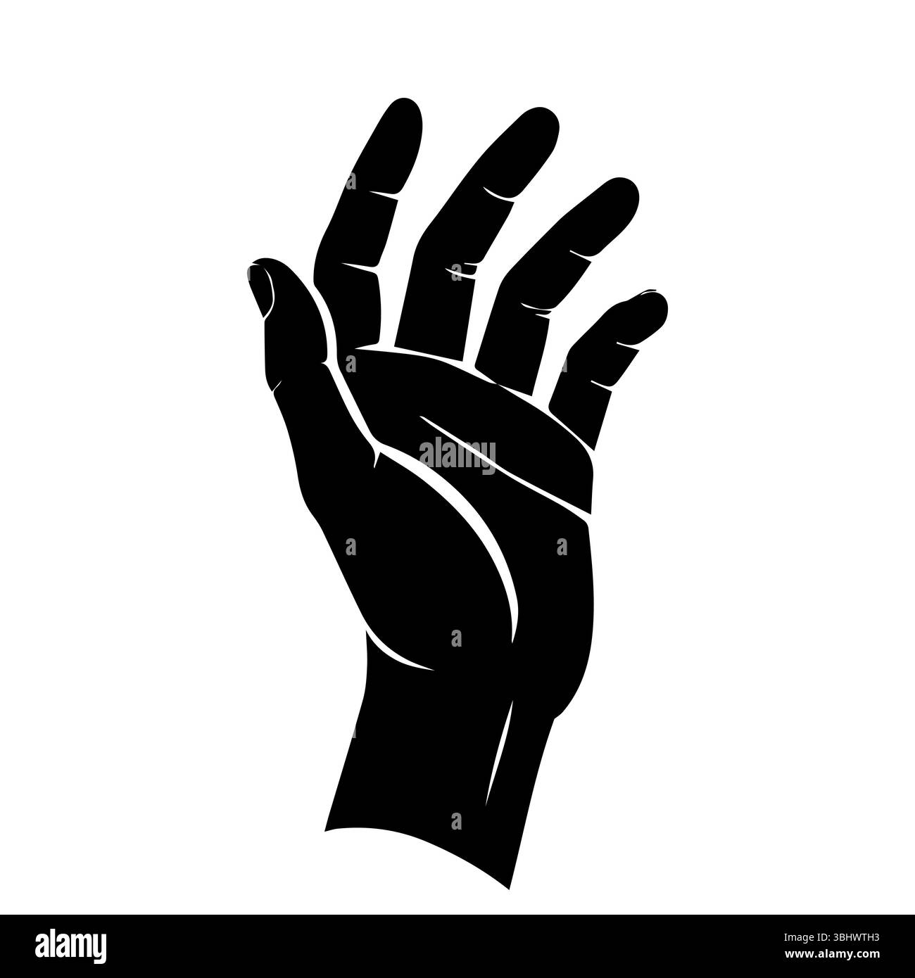 Hand black icon isolated human hand black silhouette vector Stock ...