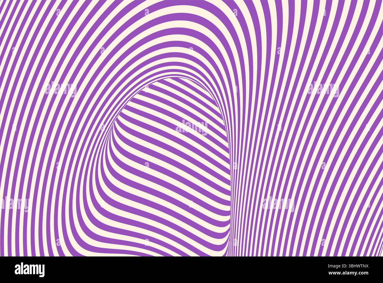 Abstract optical illusion background with purple and beige wavy lines ...