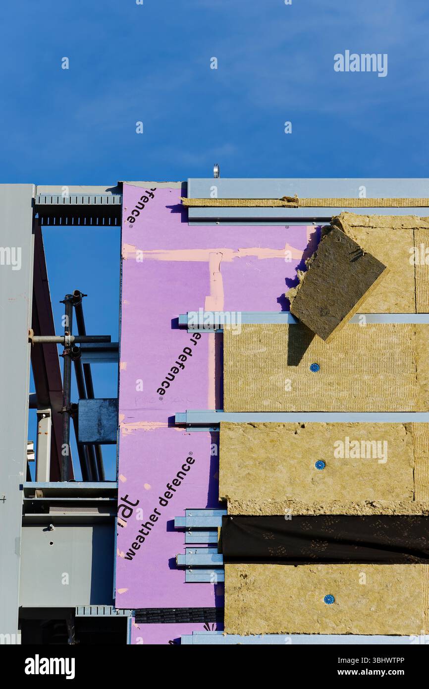 Radcliffe civic hub building development, steel skeleton frame, weather ...