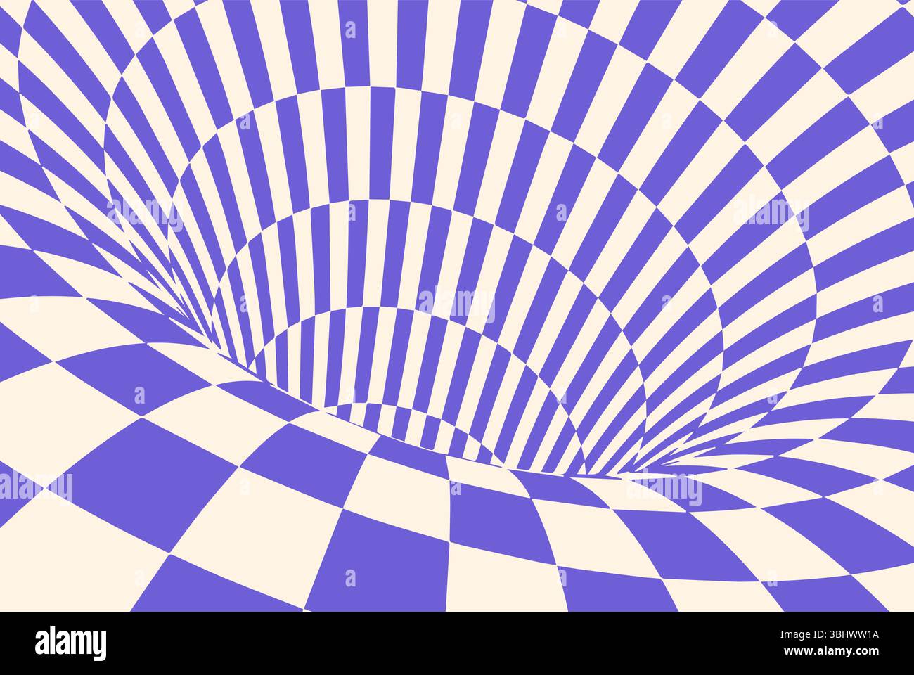 Abstract optical illusion with warped checkerboard pattern in purple and beige Stock Vector ...
