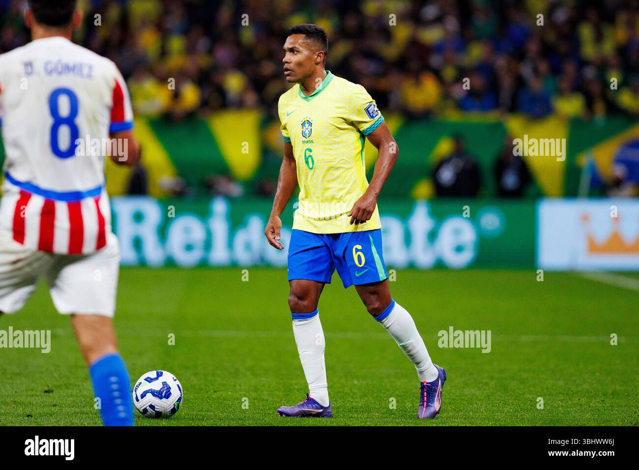 São Paulo, Brazil - June 10: Alex Sandro of Brazil looks to pass the ...