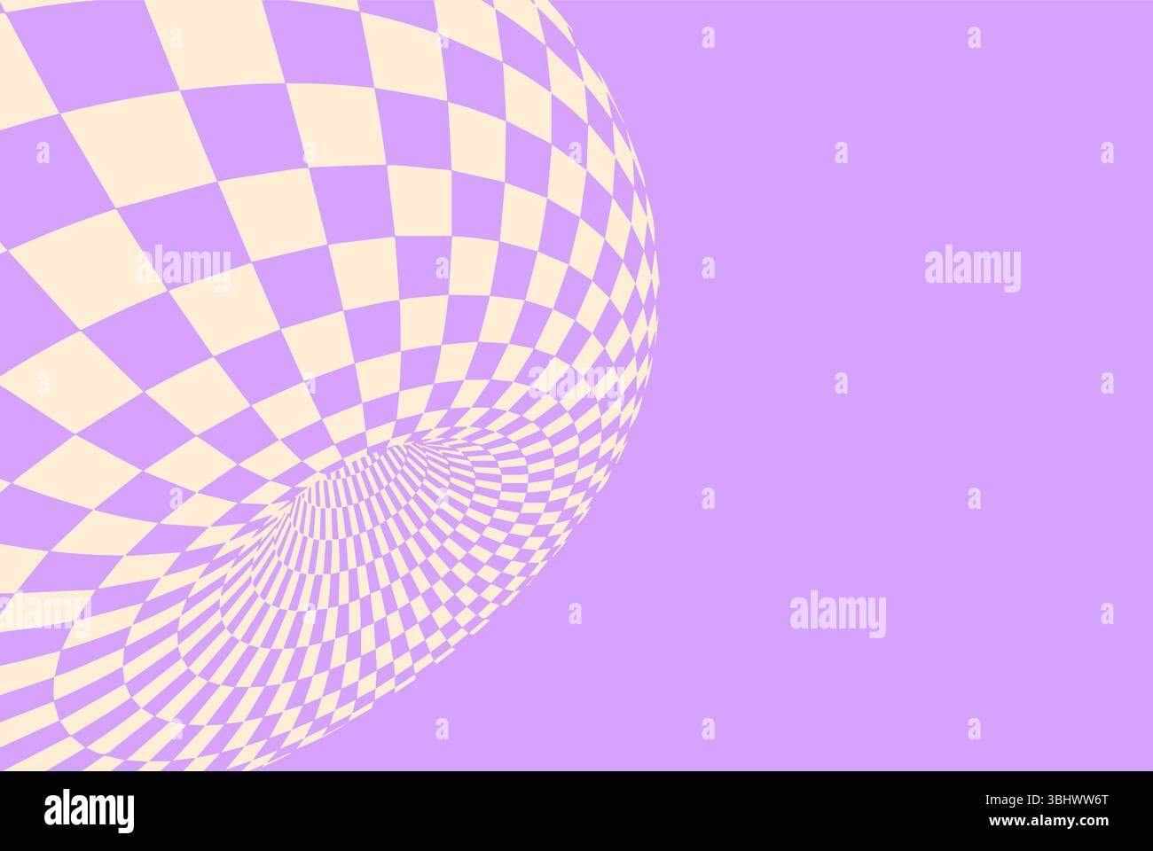 Abstract optical illusion with warped checkerboard pattern in purple ...