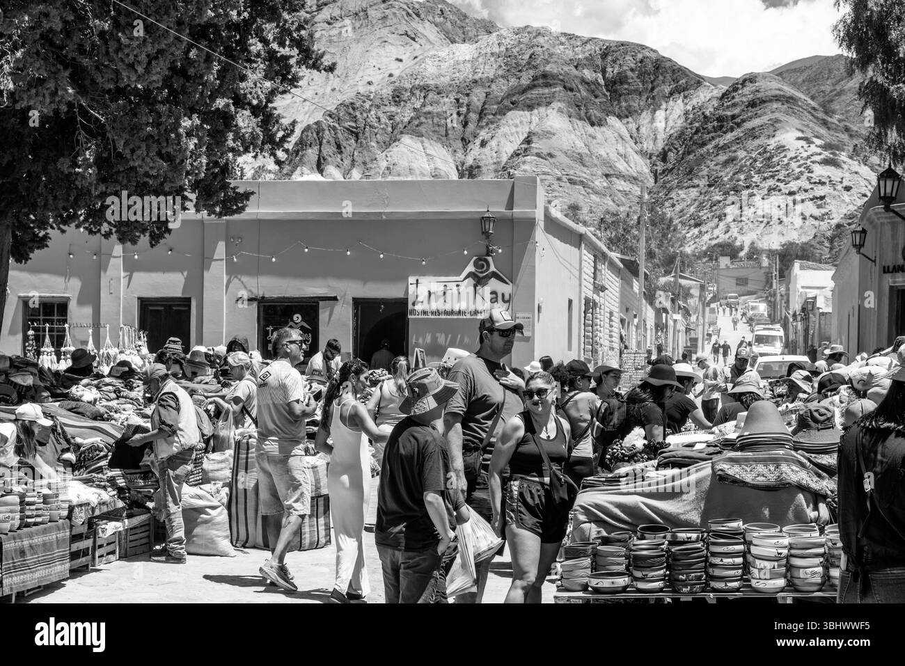 Souvenir Stalls In The Main Square With The Hill Of Seven Colours As A ...