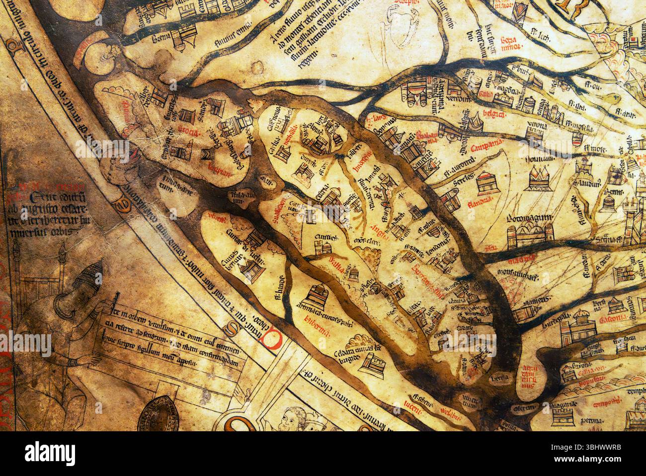 Mappa Mundi, Hereford, detail - Great Britain in the lower portion of ...