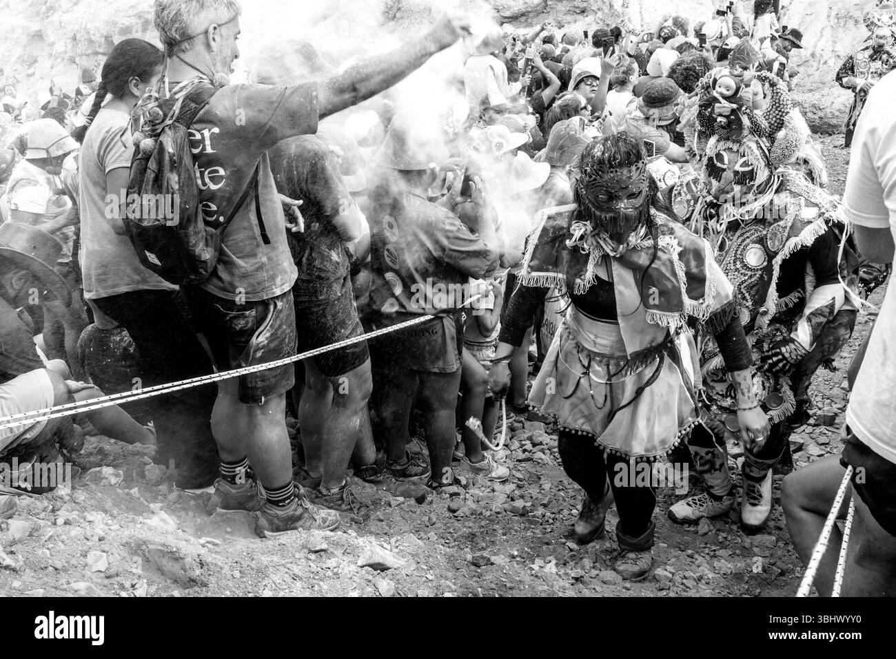 Local People Dressed As Devils Descend From The Cerro Blanco During The ...