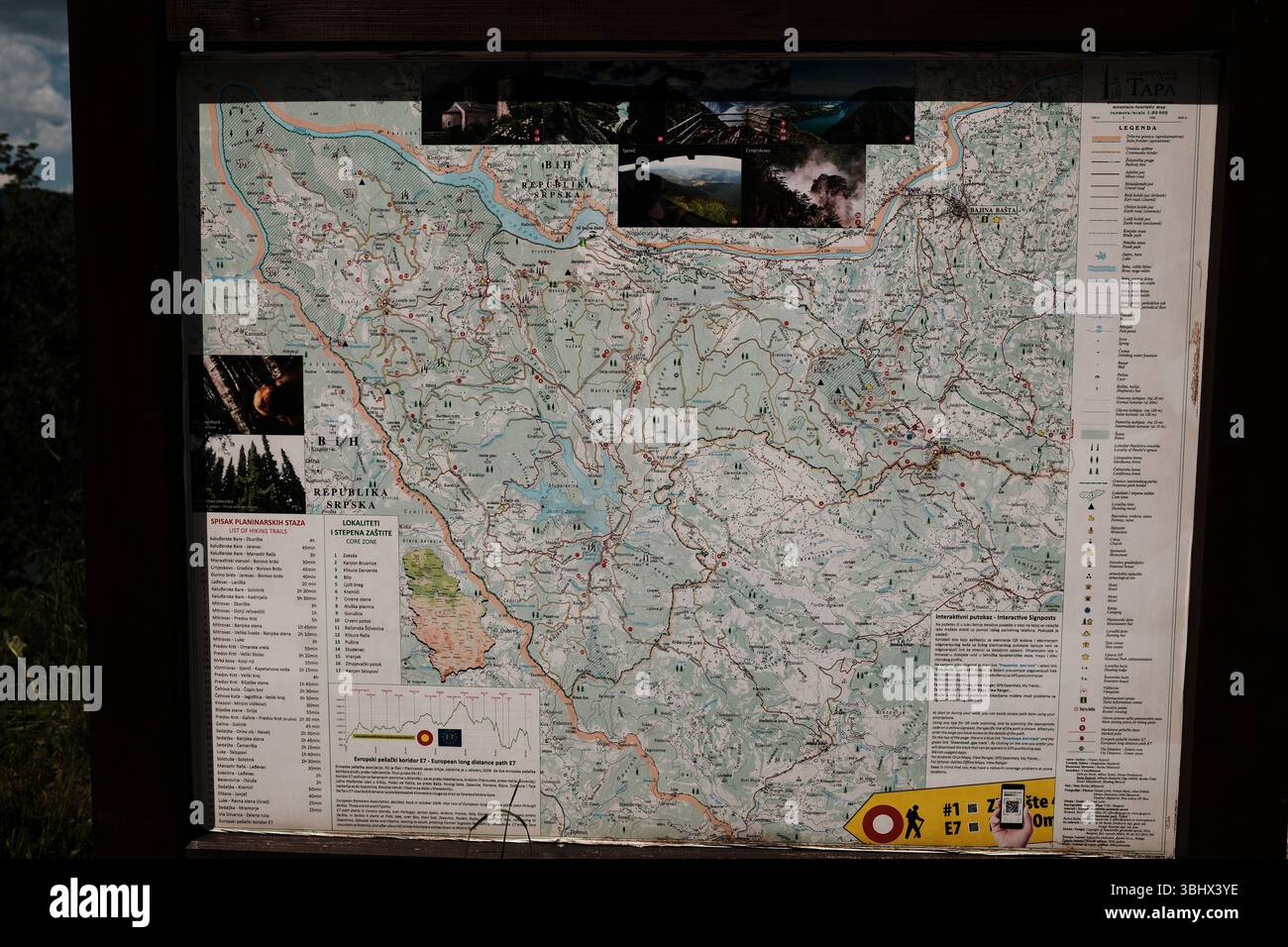 Detailed trail map of Tara National Park, Serbia with routes, zones and ...