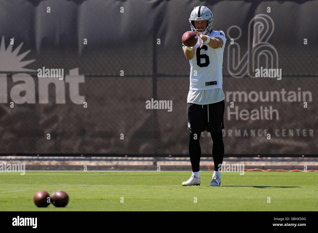 Las Vegas Raiders punter AJ Cole participates during an NFL football ...