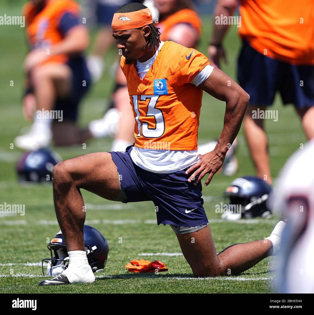 Denver Broncos wide receiver Pat Bryant takes part in drills during an ...
