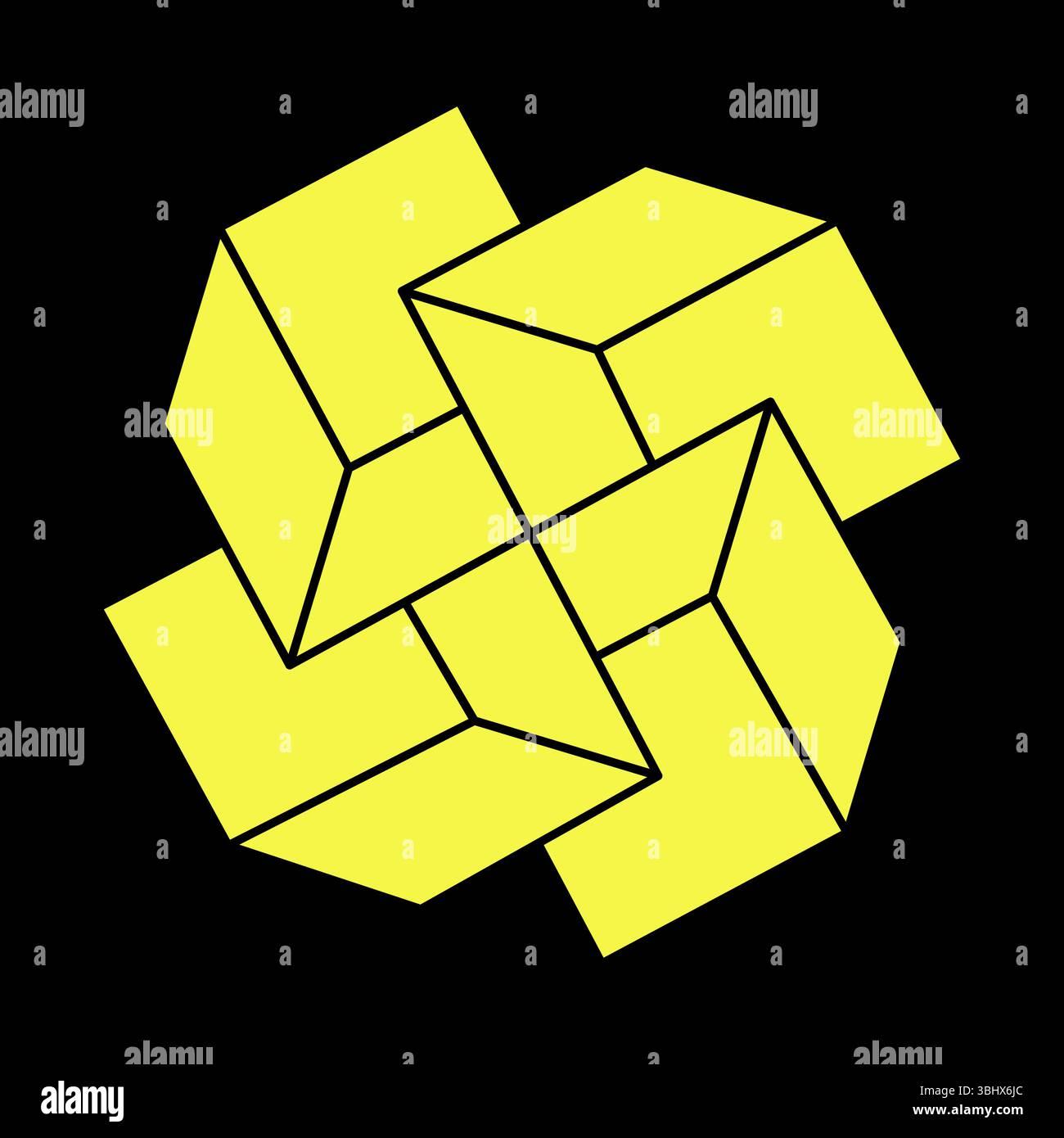 Optical illusion shapes. Impossible objects. Optical art figures. Line ...