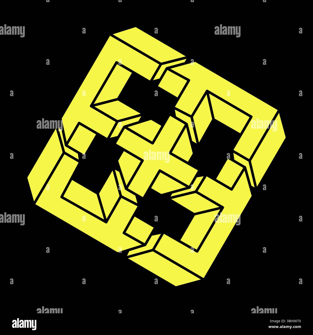 Impossible optical illusion shapes. Optical art object. Impossible figures. Line art. Geometry ...