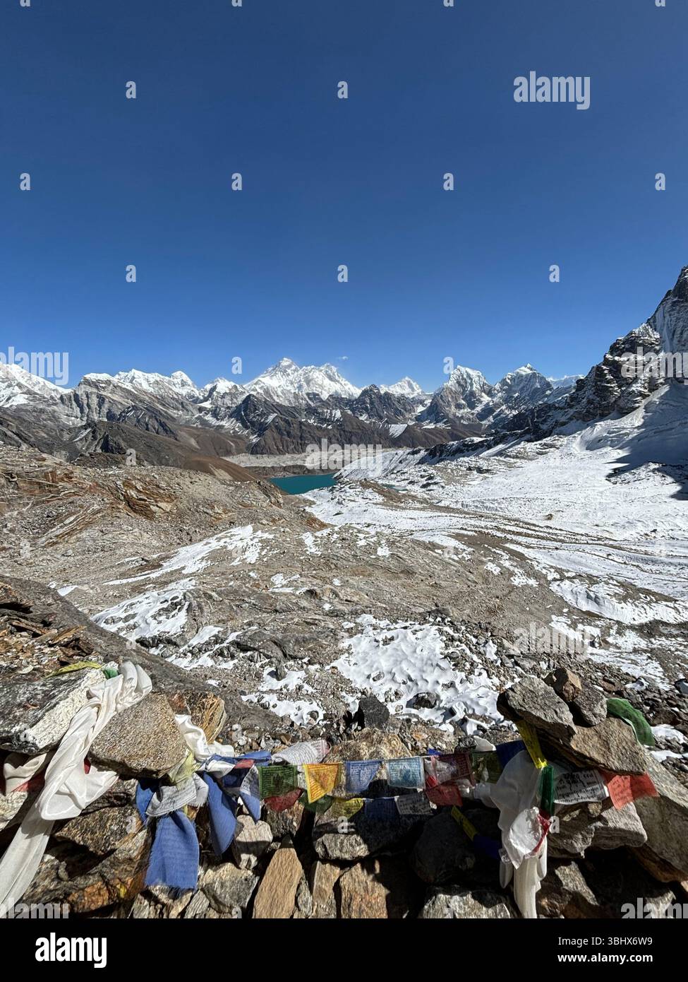 View on Everest, Lhotse, Cho Oyu and Gokyo Lake from Renjo La Pass ...