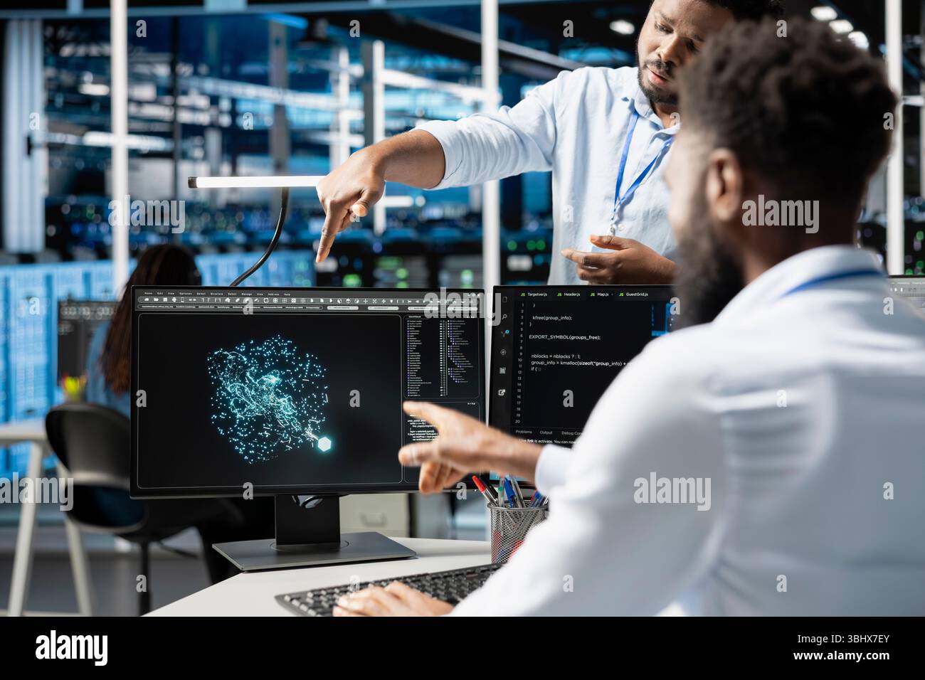 Server hub manager supervising engineer using AI algorithms ...