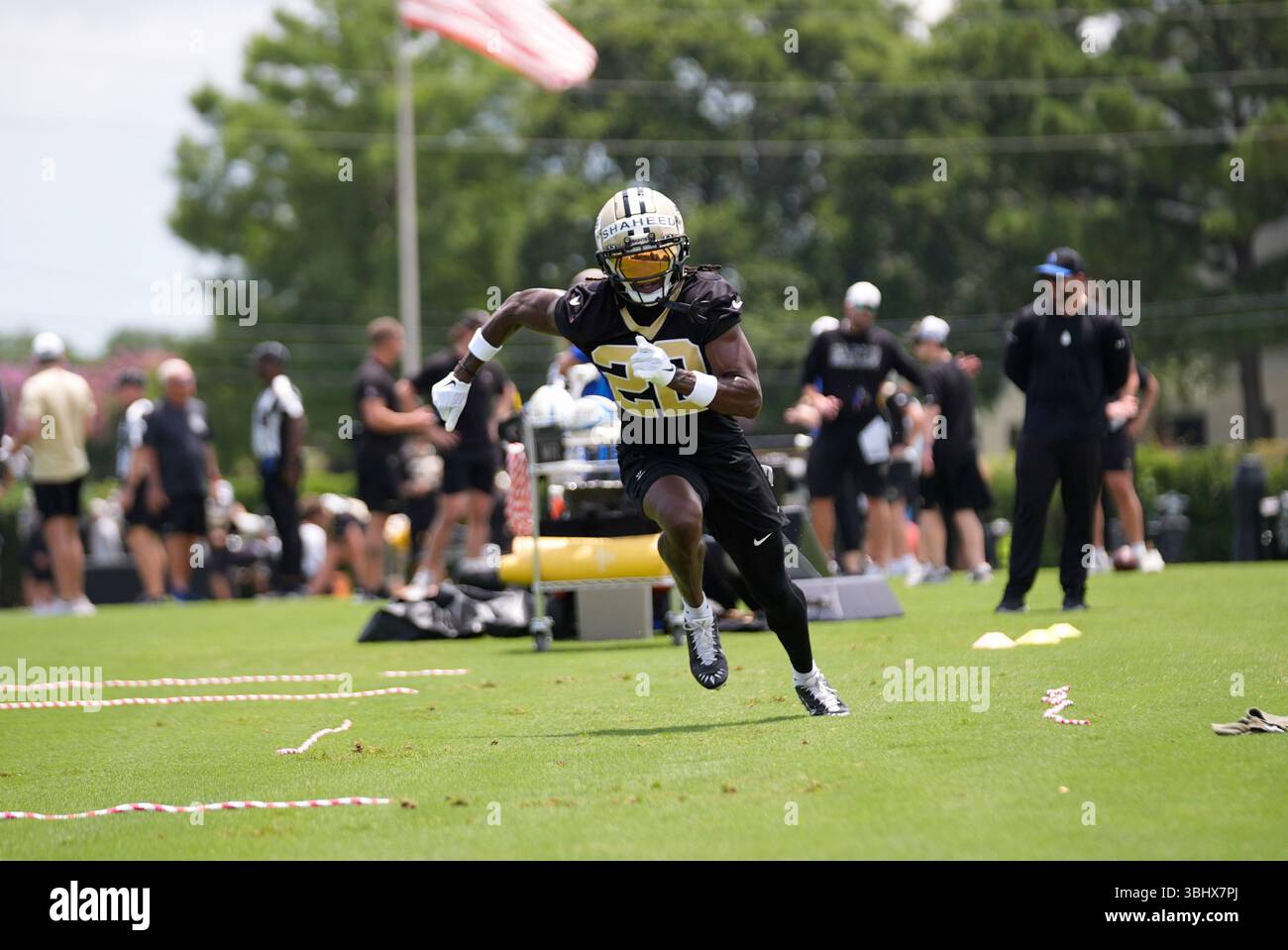 New Orleans Saints wide receiver Rashid Shaheed (22) goes through ...