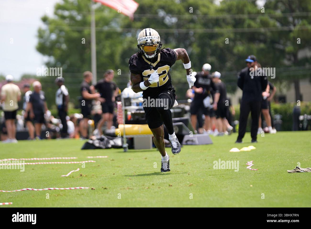 New Orleans Saints wide receiver Rashid Shaheed (22) goes through ...
