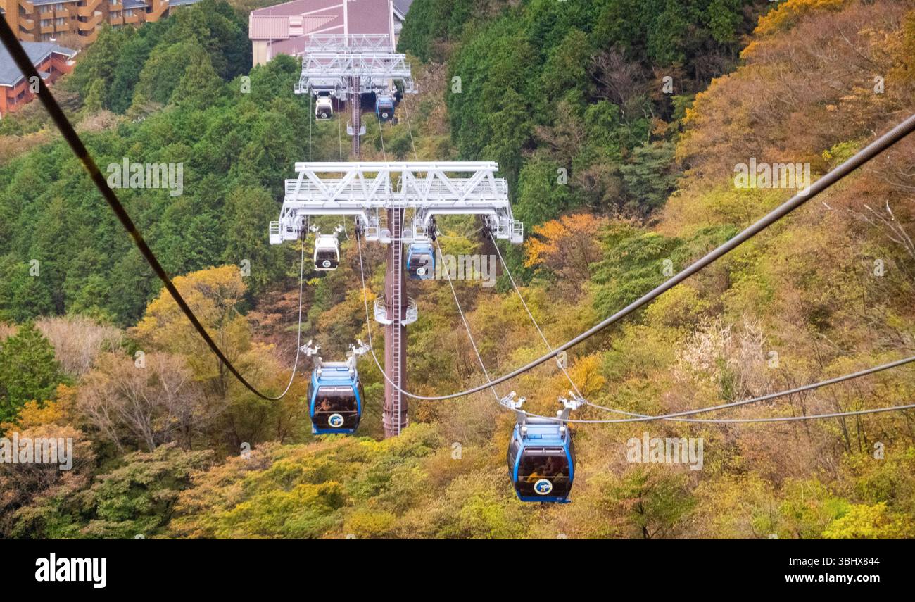 Hakone Ropeway aerial lift at Owakudani station at Hakone Kanagawa ...