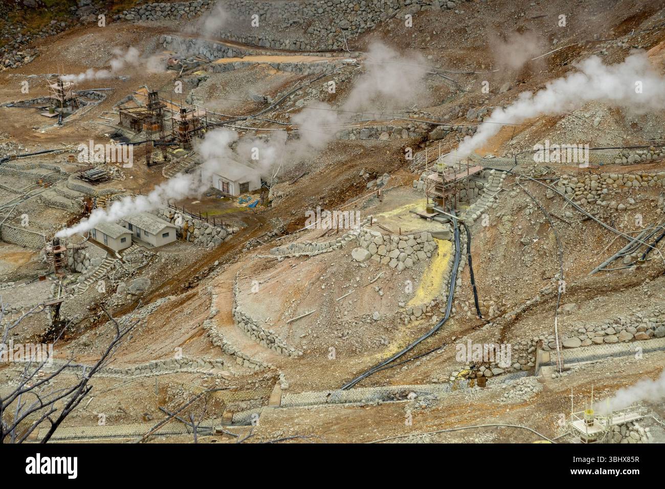 Hakone Ropeway aerial lift at Owakudani station at Hakone Kanagawa ...