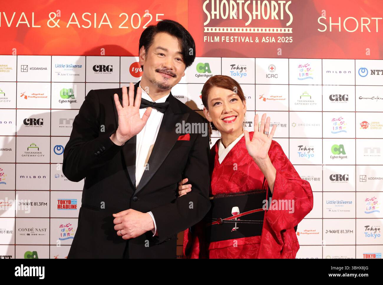 Tokyo, Japan. 11th June, 2025. Japanese Swedish film critic LiLiCo (R) and her husband Japanese ...